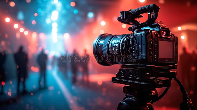A Professional Camera Ready To Record a Live Event Stock Illustration ...