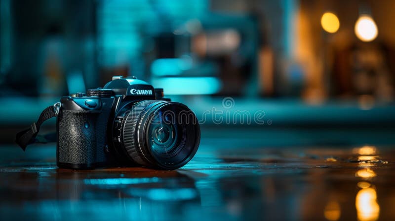 Professional Camera on a Reflective Surface Stock Photo - Image of dslr ...