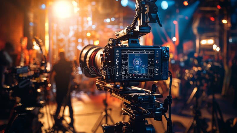 Professional Camera Setup in a Vibrant Studio Environment Stock Photo ...