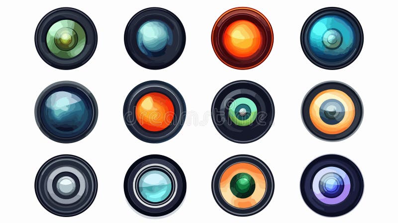 Professional Camera Shutter Icons Set and Lens Diaphragm Image Stock ...