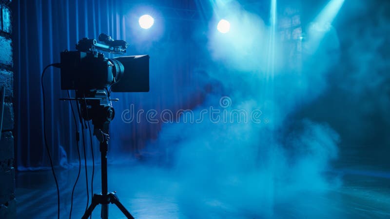 Professional Camera Tripod Smoky Studio Dramatic Lighting Stock Photos ...