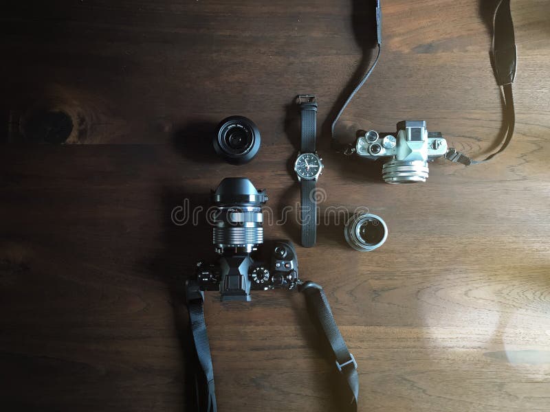 Professional Cameras, Tools, Watch, and Equipment from Top View Layout ...