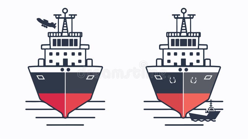 Professional Cargo Ship Shipment Outline Icons Vector Illustration ...