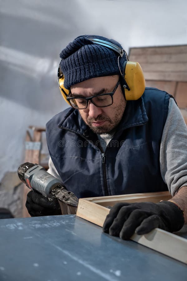 Close-up of Portrait of Professional Carpenter in His Workshop Stock ...