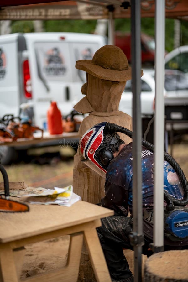 Professional carvers stock photo. Image of people, blue - 285438648