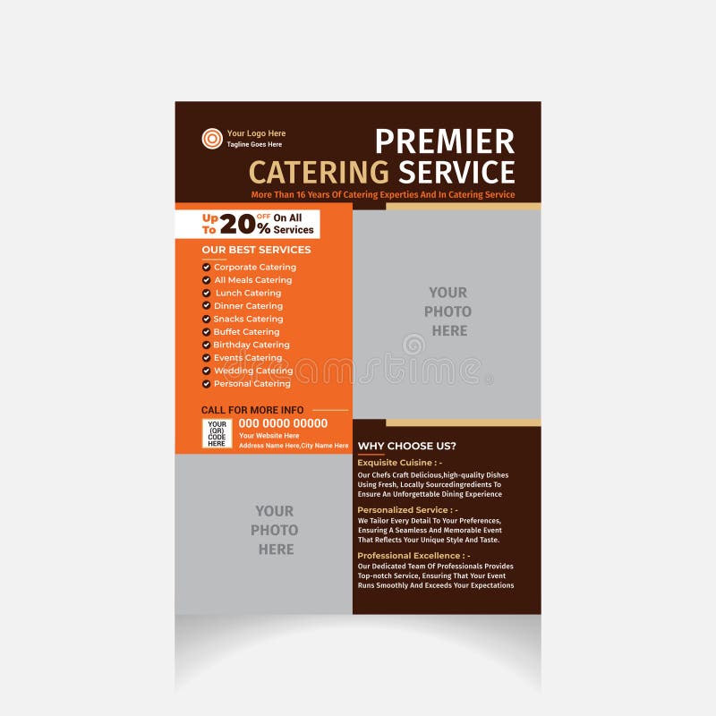 Professional Catering Service Flyer Layout Stock Vector - Illustration ...