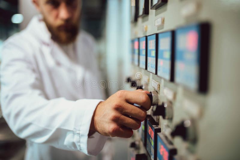 Professional Caucasian Technologist Expert Controlling Industrial ...