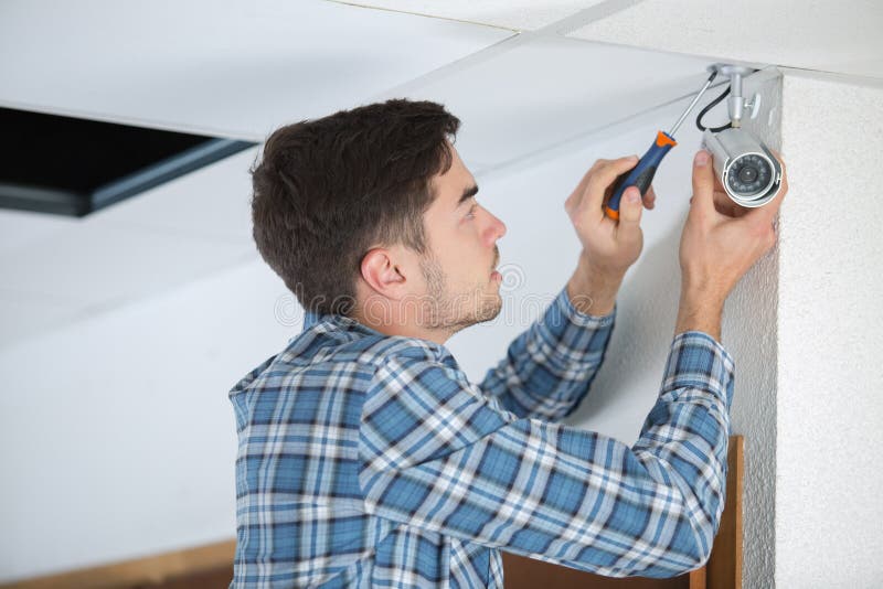 Professional Cctv Technician Working Stock Photo - Image of ...