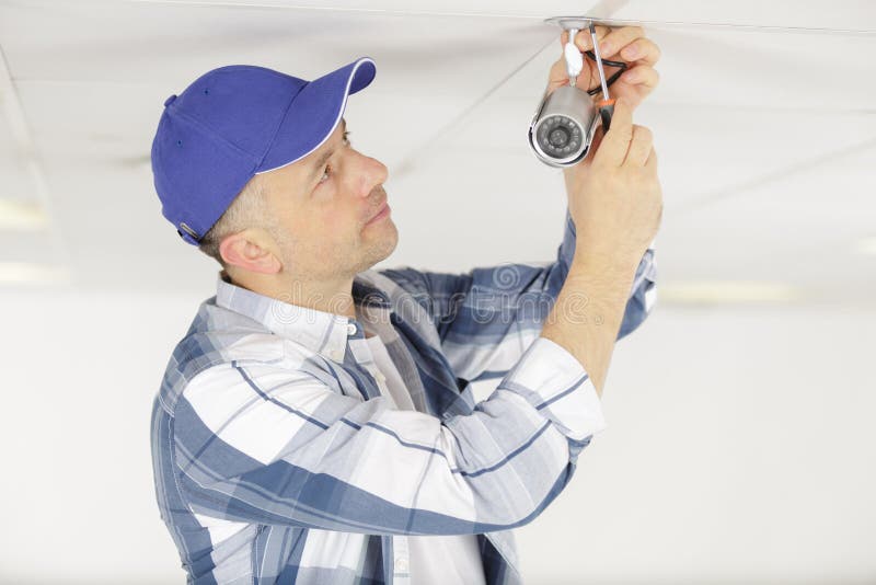 Professional Cctv Technician Working Stock Image - Image of repairing ...