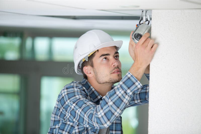 Professional Cctv Technician Working Stock Image - Image of hand ...