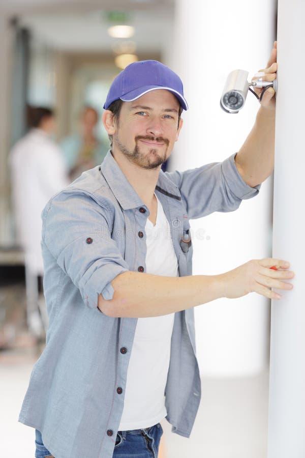 Professional Cctv Technician Working Stock Photo - Image of secure ...