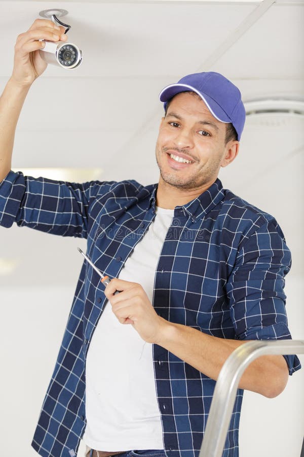 Professional Cctv Technician Working Stock Image - Image of worker ...