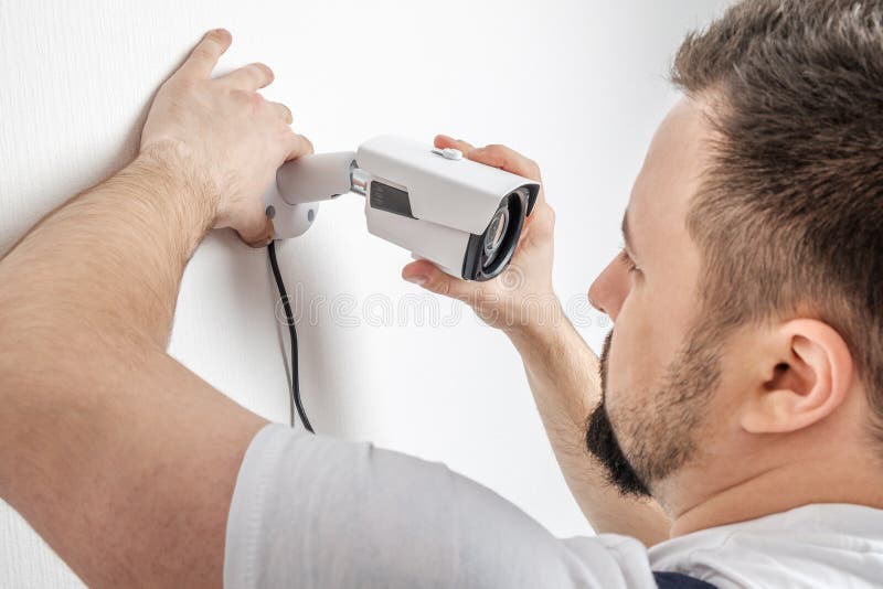Professional CCTV Technician Working Stock Image - Image of person ...
