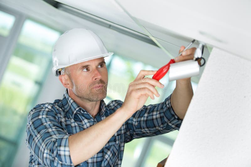 Professional Cctv Technician Working Stock Photo - Image of person ...