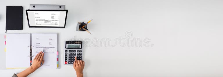 Professional Chartered Accountant Using Invoice Software Stock Photo ...