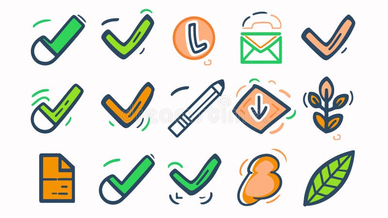 Professional Check Mark Green Line Icons Vector Illustration Stock ...