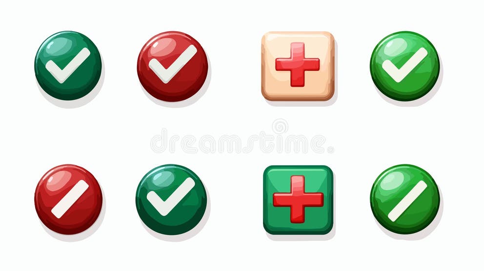 Professional Check Mark Icon Button Set for Creative Designs Stock ...
