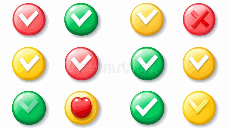 Professional Check Mark Icon Button Set for Creative Designs Stock ...