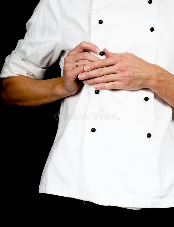 Professional Chef Buttoning Up a White Chefs Jacket Stock Image - Image ...