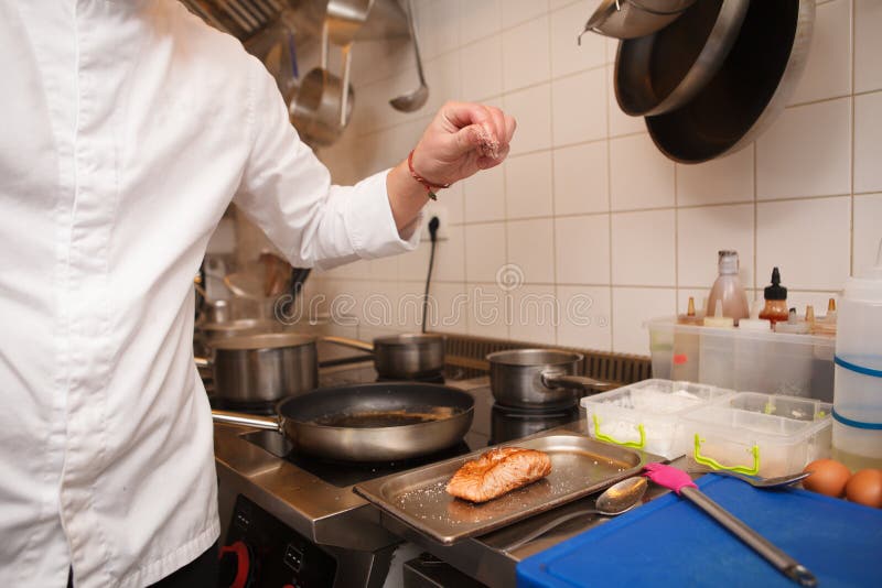 Professional Chef Cooking at the Kitchen Stock Image - Image of food ...