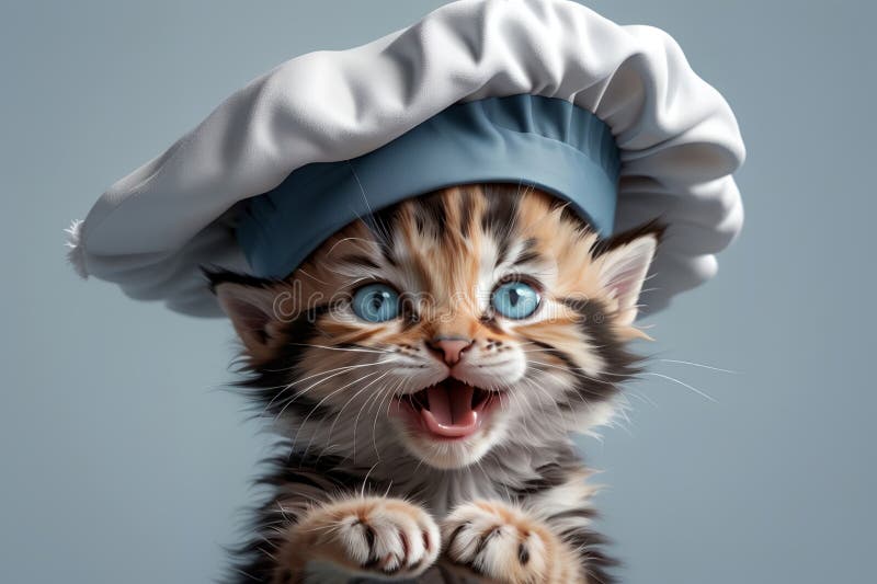 Professional Chef, Cute Cat in a Chef S Hat Stock Photo - Image of ...