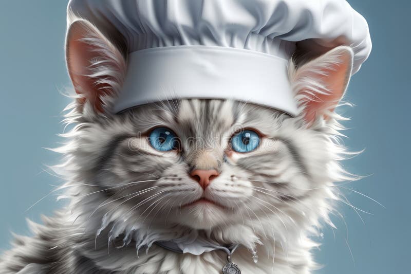 Professional Chef, Cute Cat in a Chef S Hat Stock Photo - Image of ...
