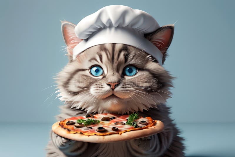 Professional Chef, Cute Cat in a Chef S Hat Prepares Pizza Stock Image ...