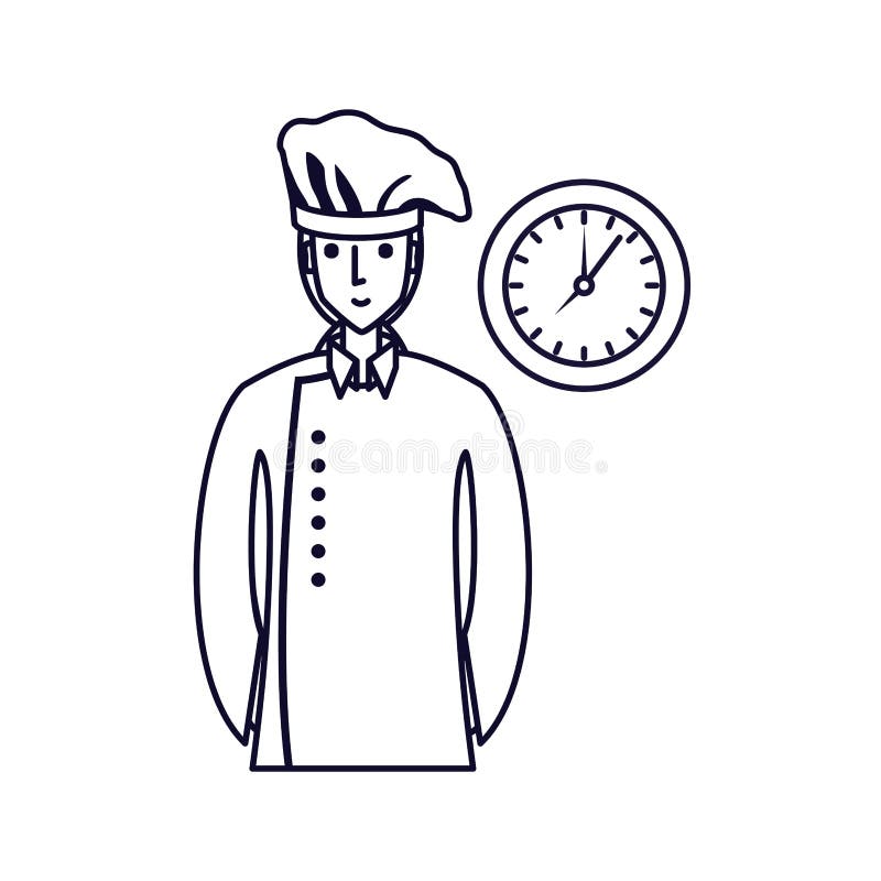 Professional Chef Female with Clock Time Stock Illustration ...