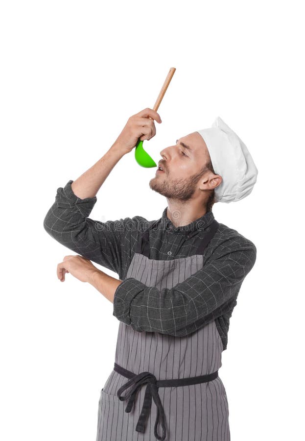 Chef with a Ladle in the Teeth Stock Image - Image of soup, pleasure ...