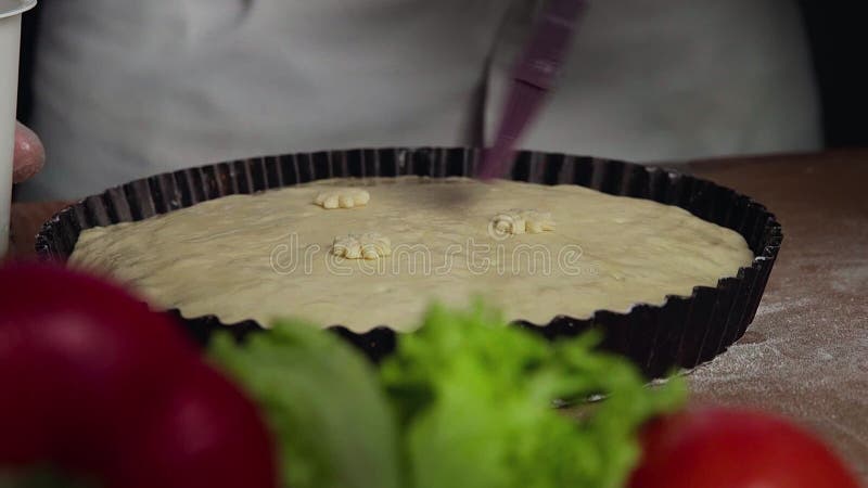Professional Chef Makes Pie with Meat. Chef Butters Pie Stock Video ...