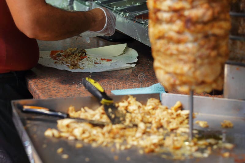 Professional Chef Makes Shawarma Stock Photo - Image of cuisine, lunch ...
