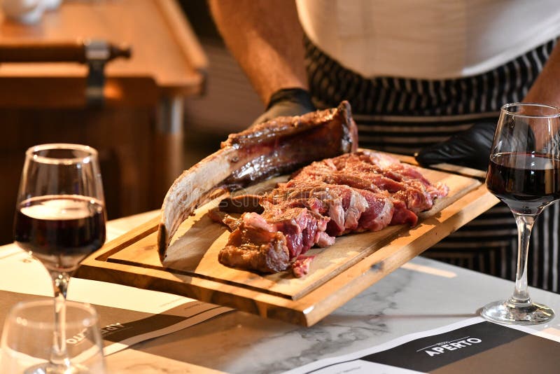 Professional Chef Making Delicious Steak at a Restaurant Stock Photo ...