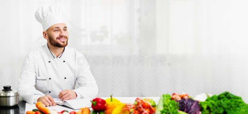 Professional Chef Man on Job Interview Talking with Woman in Kitchen ...