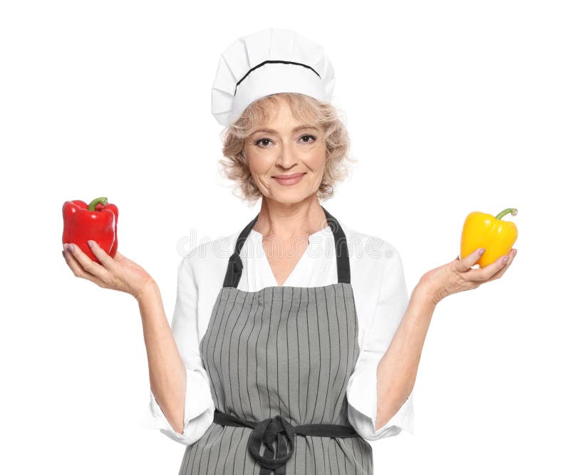Professional Chef with Peppers Stock Photo - Image of profession ...