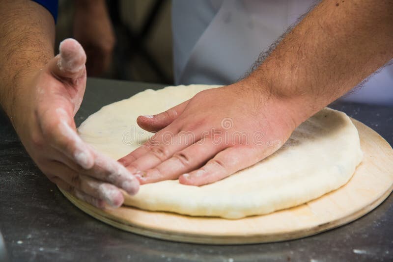 Professional Chef Prepares a Closed Meat Pie Stock Image - Image of ...