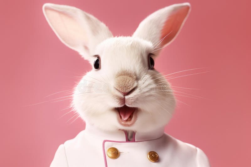 Professional Chef White Rabbit Cooking Close-Up Stock Illustration ...