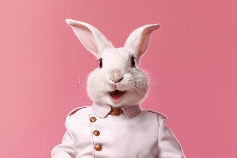 Professional Chef White Rabbit Cooking Close-Up Stock Illustration ...