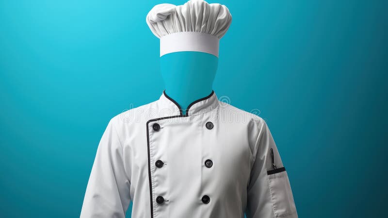Professional Chef in White Uniform with Chef Hat and Blue Faceless ...