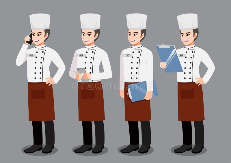 Man Chef Working Character Vector Design, with Different Poses Vector ...