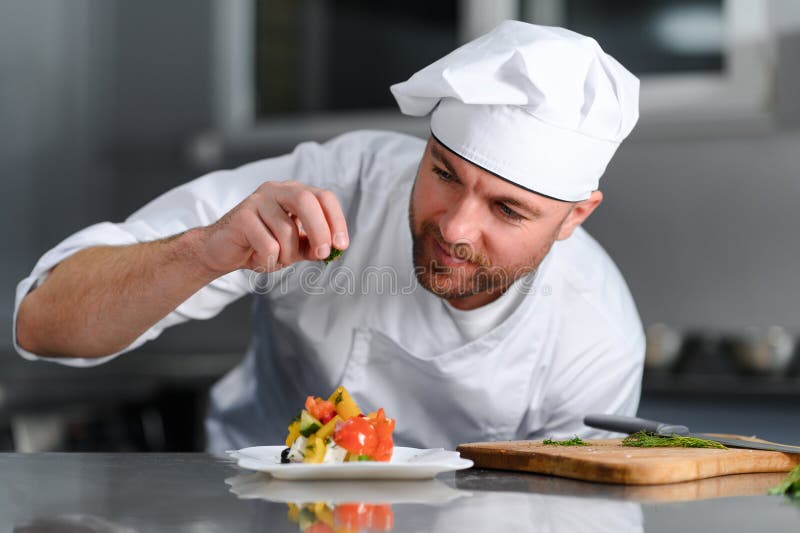 Professional Chef Working in a Famous Restaurant Kitchen Stock Image ...