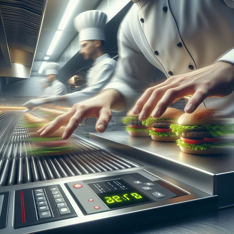 Professional Chefs Preparing Gourmet Burgers in Kitchen Stock Photo ...