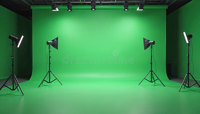 Professional Chroma Key Studio with Seamless Green Backdrop, Even ...