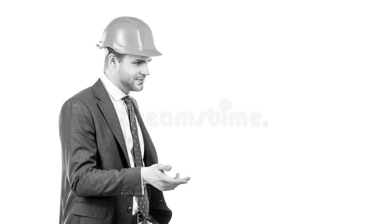 Professional Civil Engineer in Hardhat and Suit Gesticulating ...