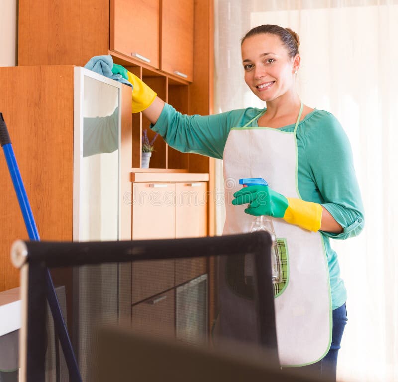 Professional Cleaner Cleaning the Office Stock Image - Image of ...