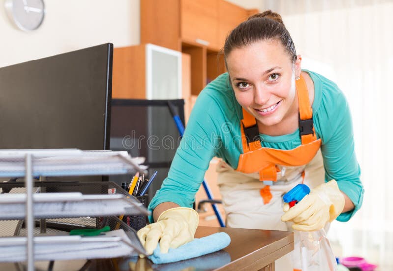 Professional Cleaner Cleaning the Office Stock Photo - Image of ...