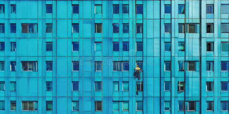 High Rise Window Cleaner at Work.Generated Image Stock Image - Image of ...