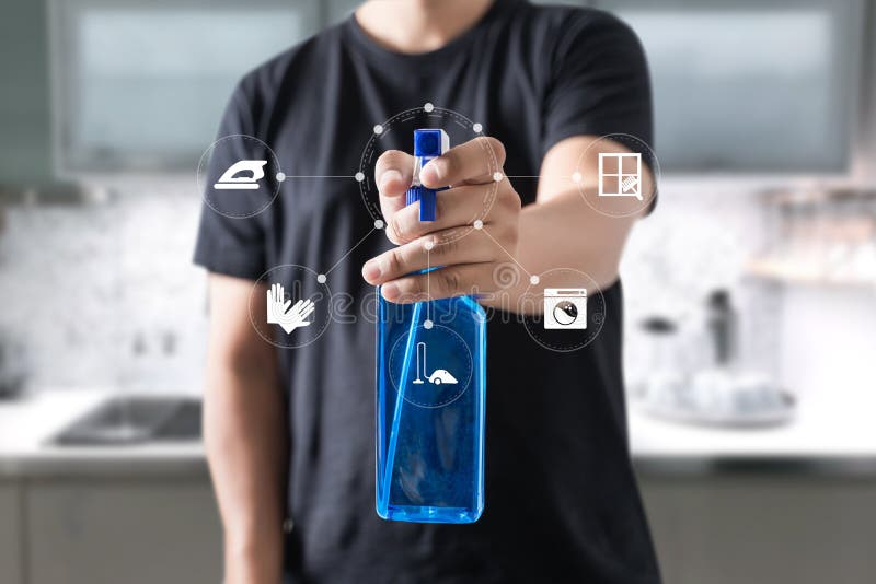 Professional Cleaner Shows Shows the Cleaning Logo Stock Image - Image ...