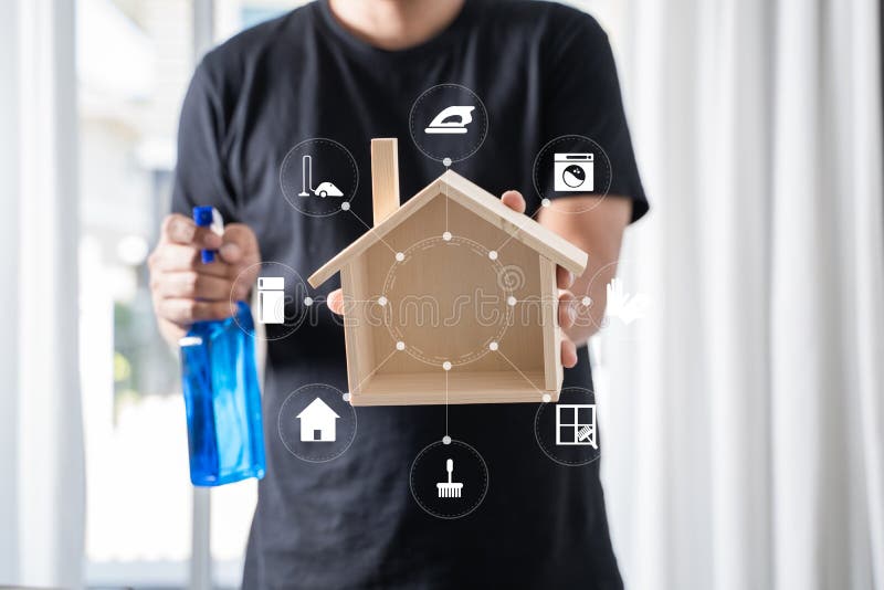 Professional Cleaner Shows Shows the Cleaning Logo Stock Image - Image ...