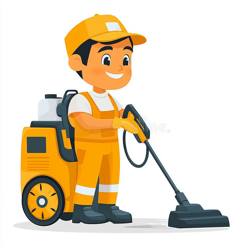 Professional Cleaner Using a Carpet Shampooer for Effective Sanitation ...