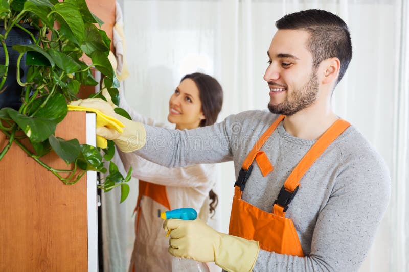 Professional Cleaners Cleaning Stock Photo - Image of domestic, cleaner ...